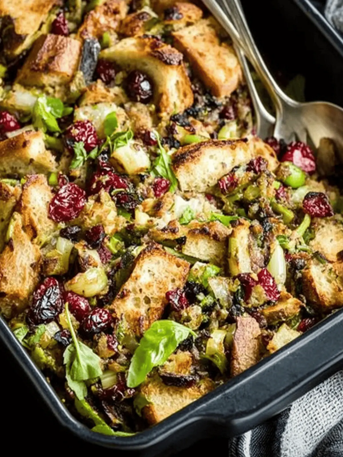 Irresistible Grilled Bread Dressing with Cranberries and Leeks