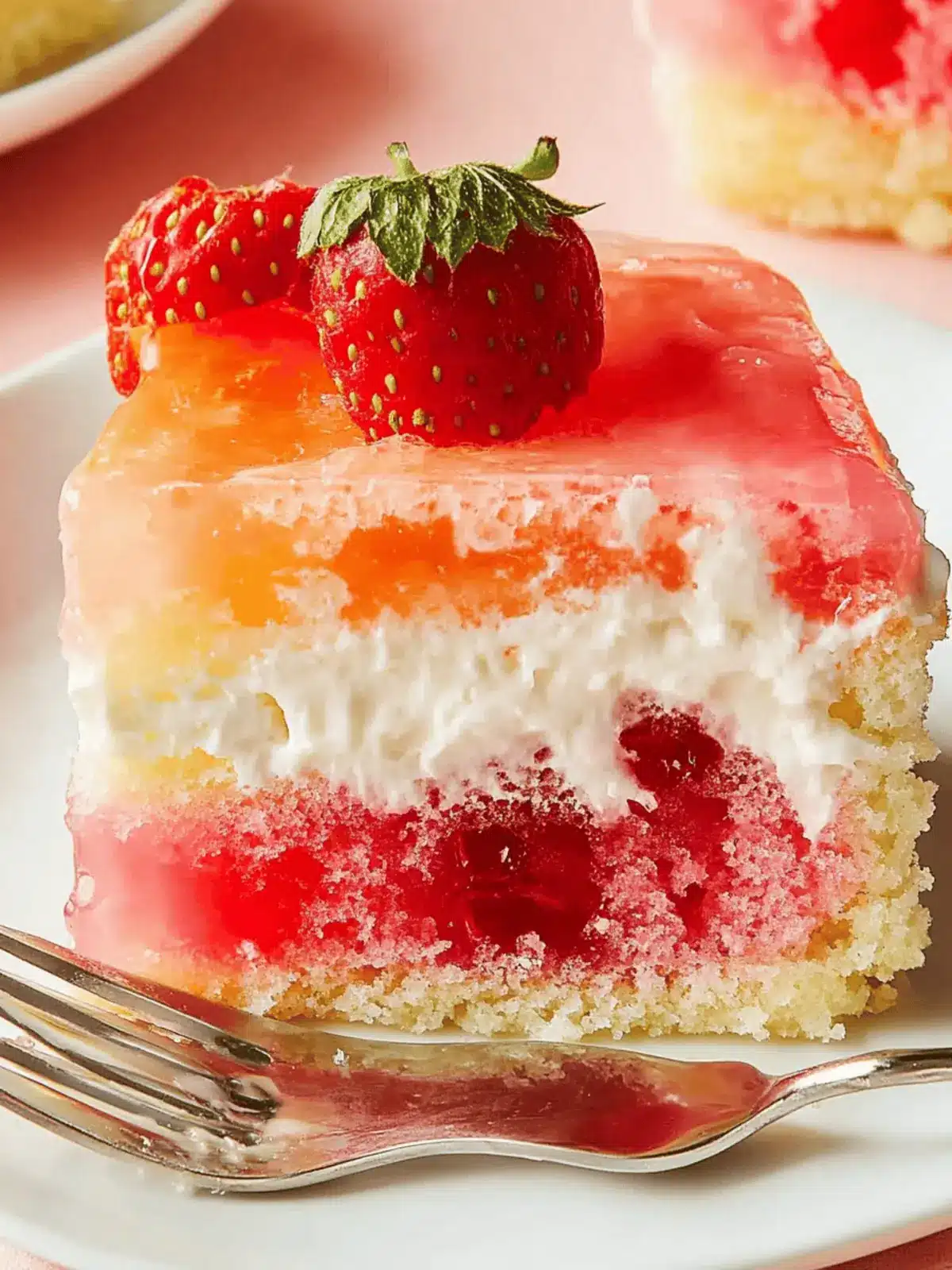 Easy Nostalgic Jell-O Cake with Strawberry Bliss