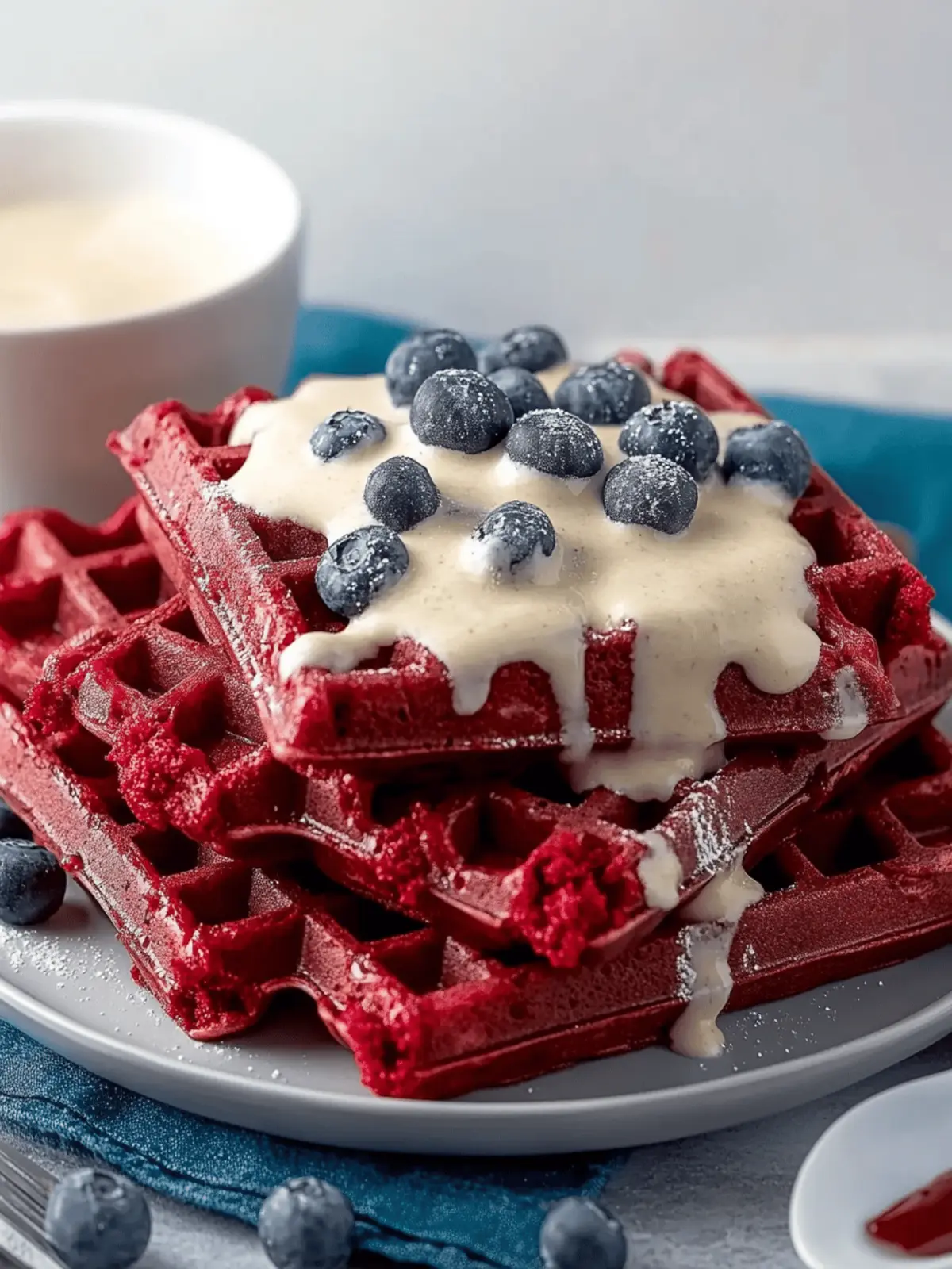 Irresistible Red Velvet Waffles Recipe with Creamy Glaze