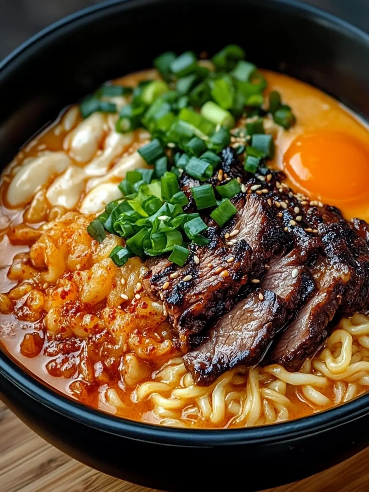 Ultimate Spicy Korean Ramen with Grilled Beef & Creamy Sauce