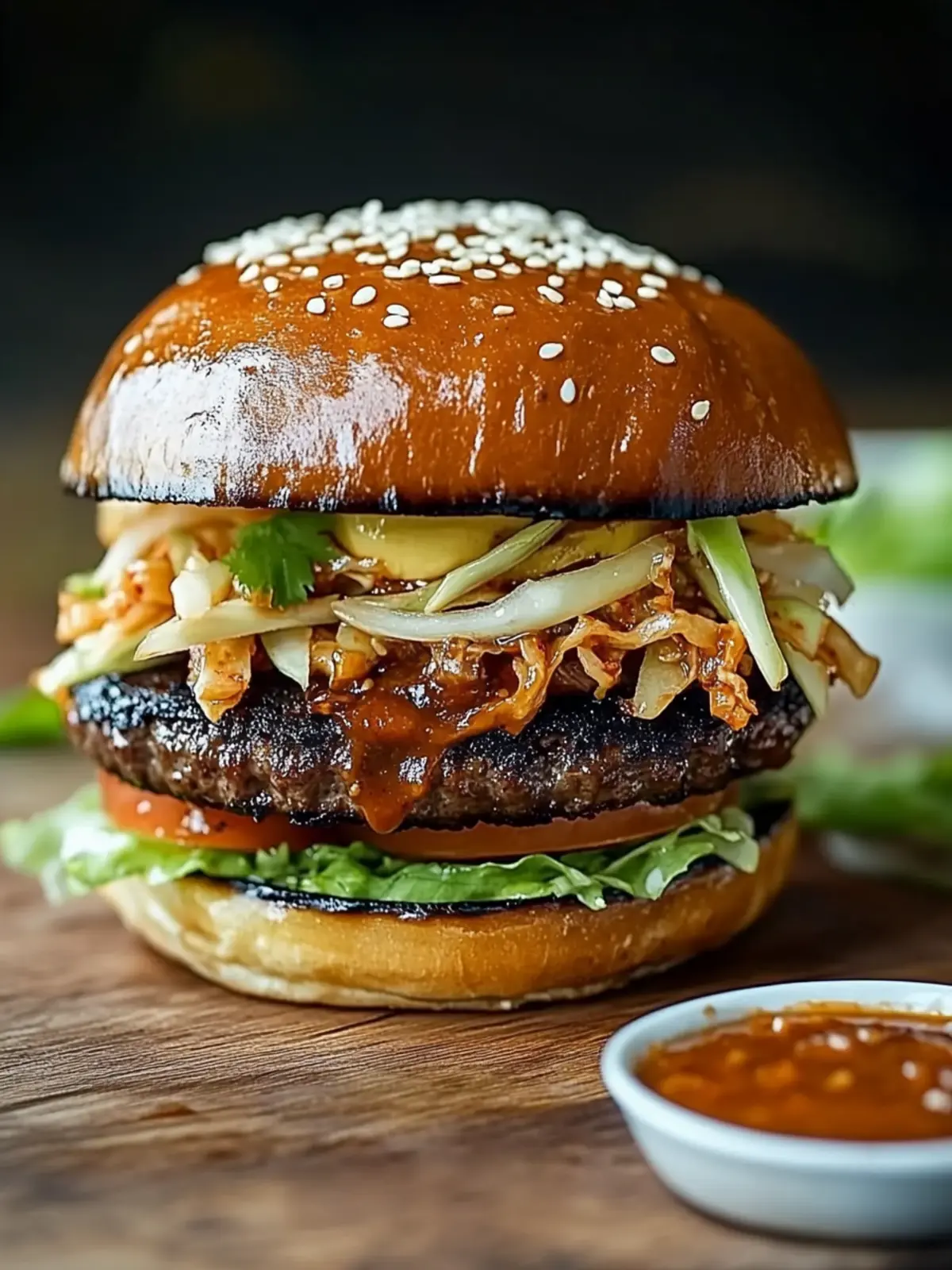 Irresistible Korean BBQ Burger with Kimchi Slaw: A Flavor Explosion
