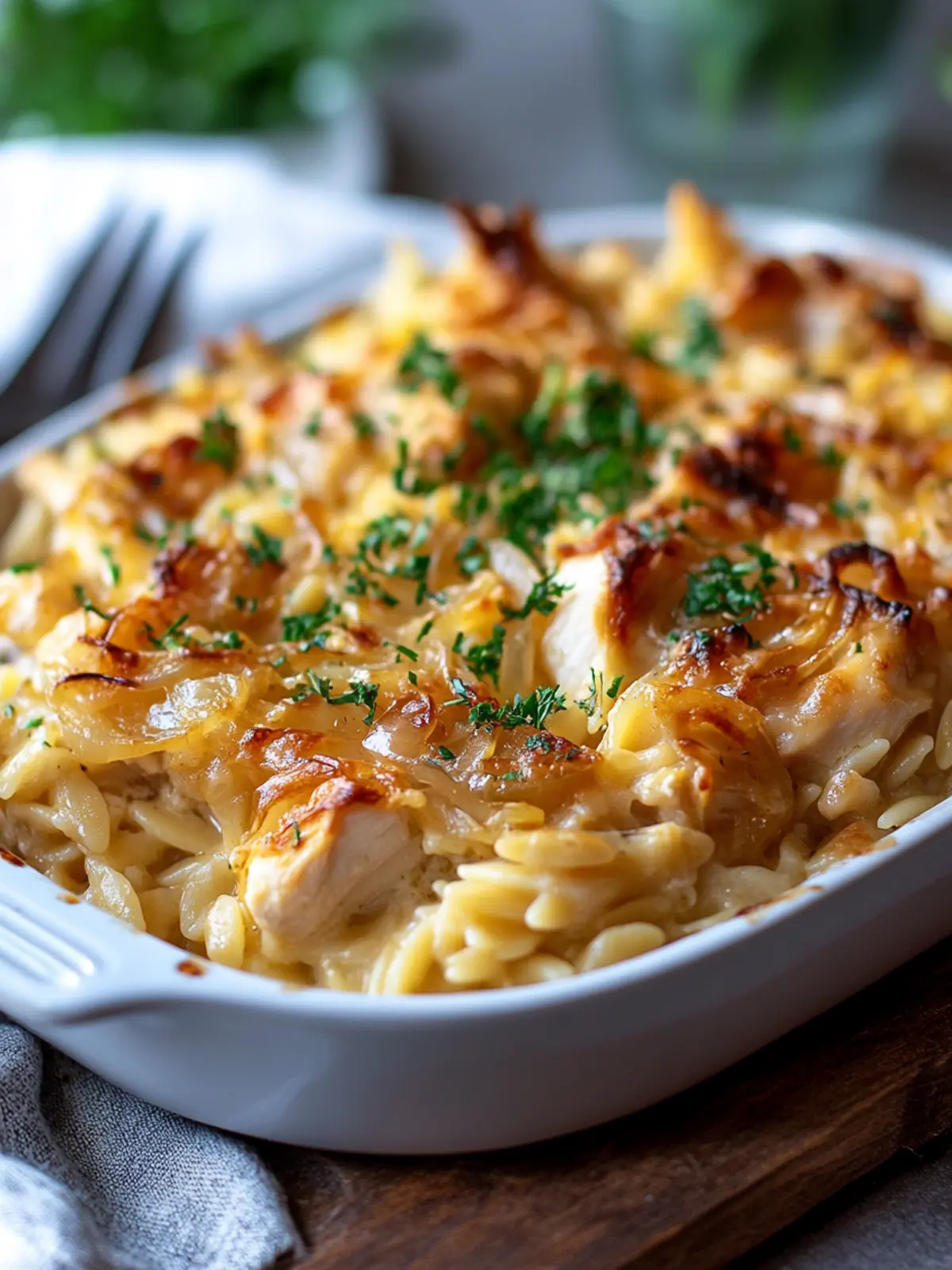 Delicious French Onion Chicken Orzo Casserole for Dinner Bliss
