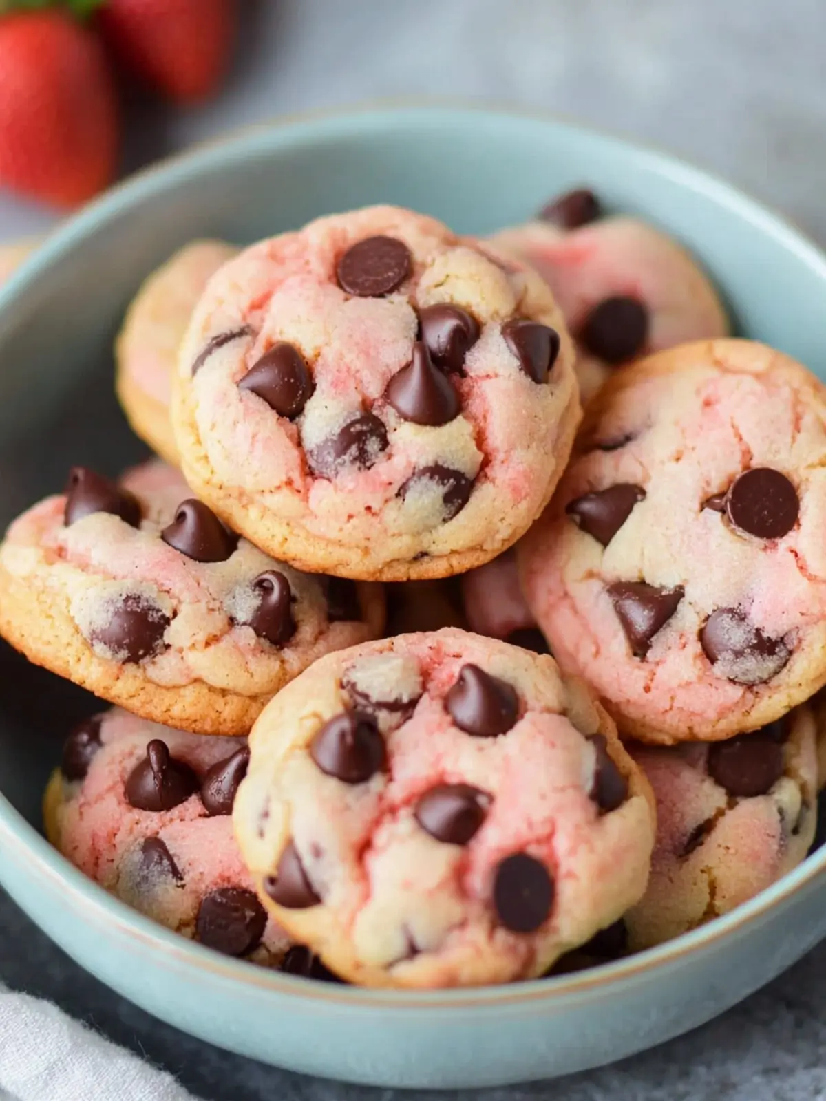 Irresistible Strawberry Cake Mix Cookies with Chocolate Chips