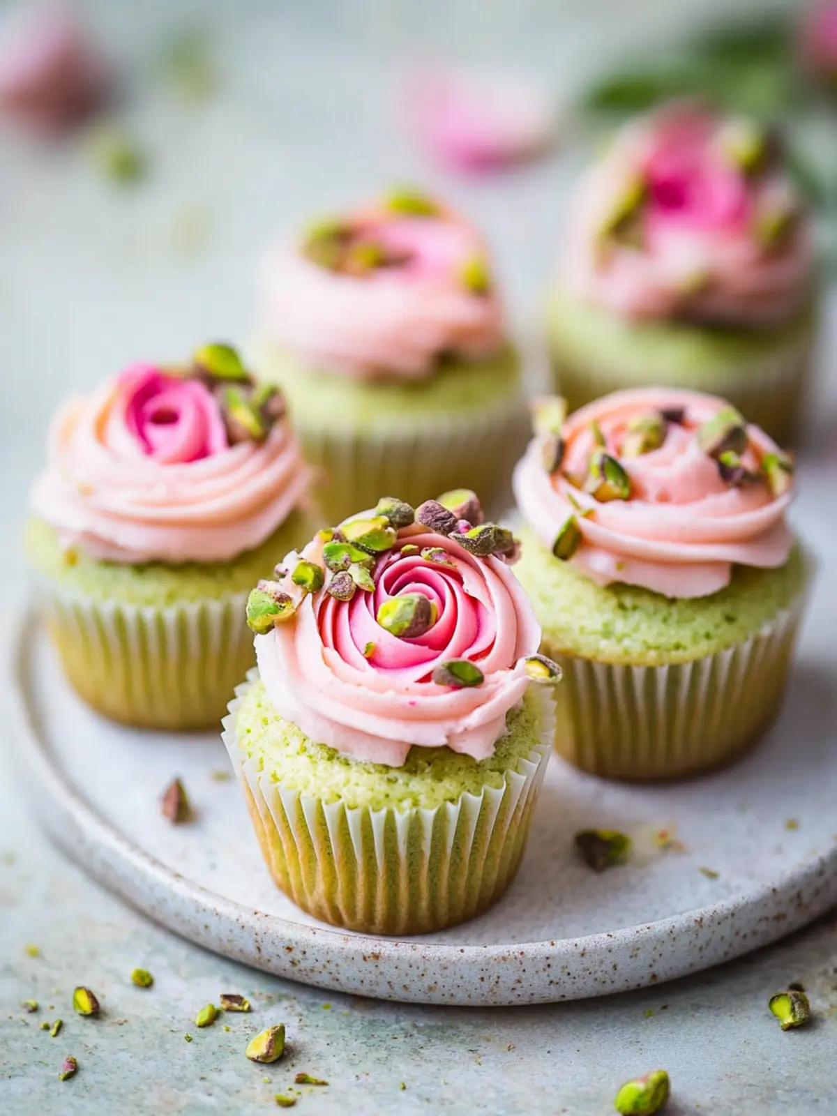 Irresistible Vegan Mini Rose Pistachio Cupcakes for Parties