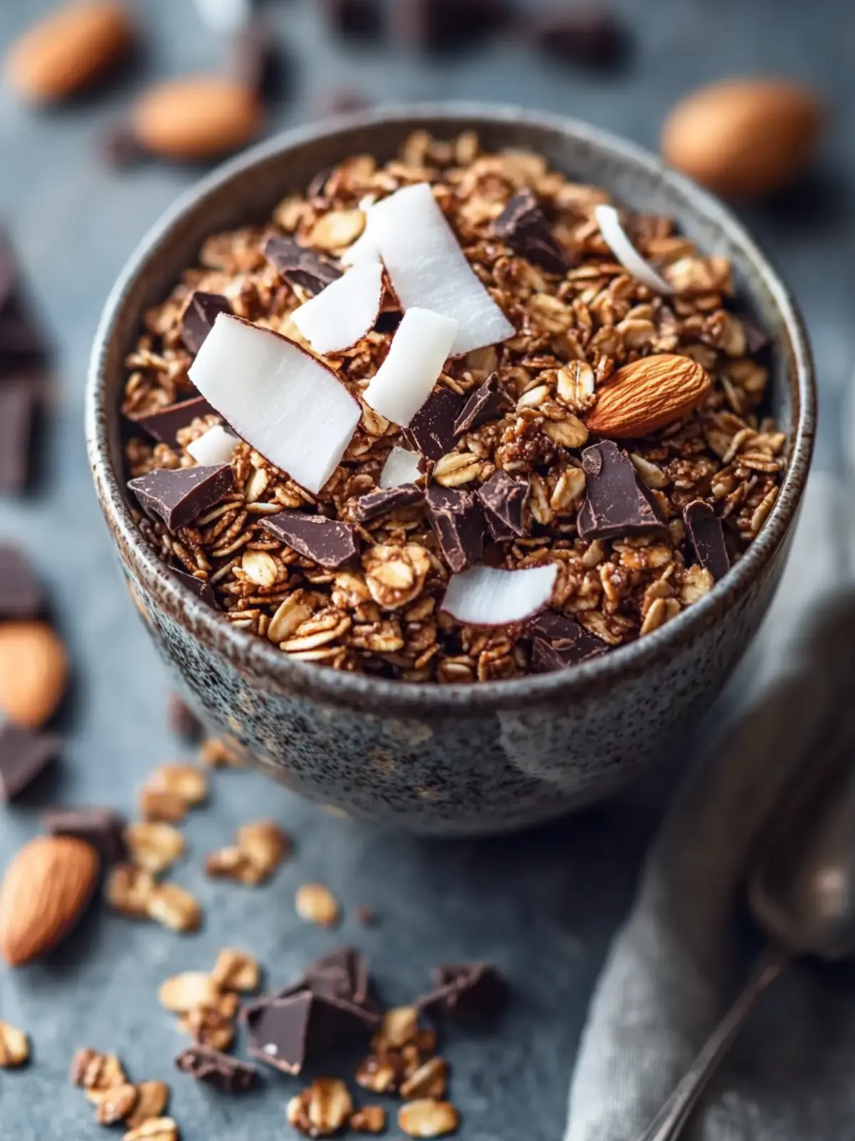 Irresistible Chunky Almond Coconut Chocolate Granola Delight