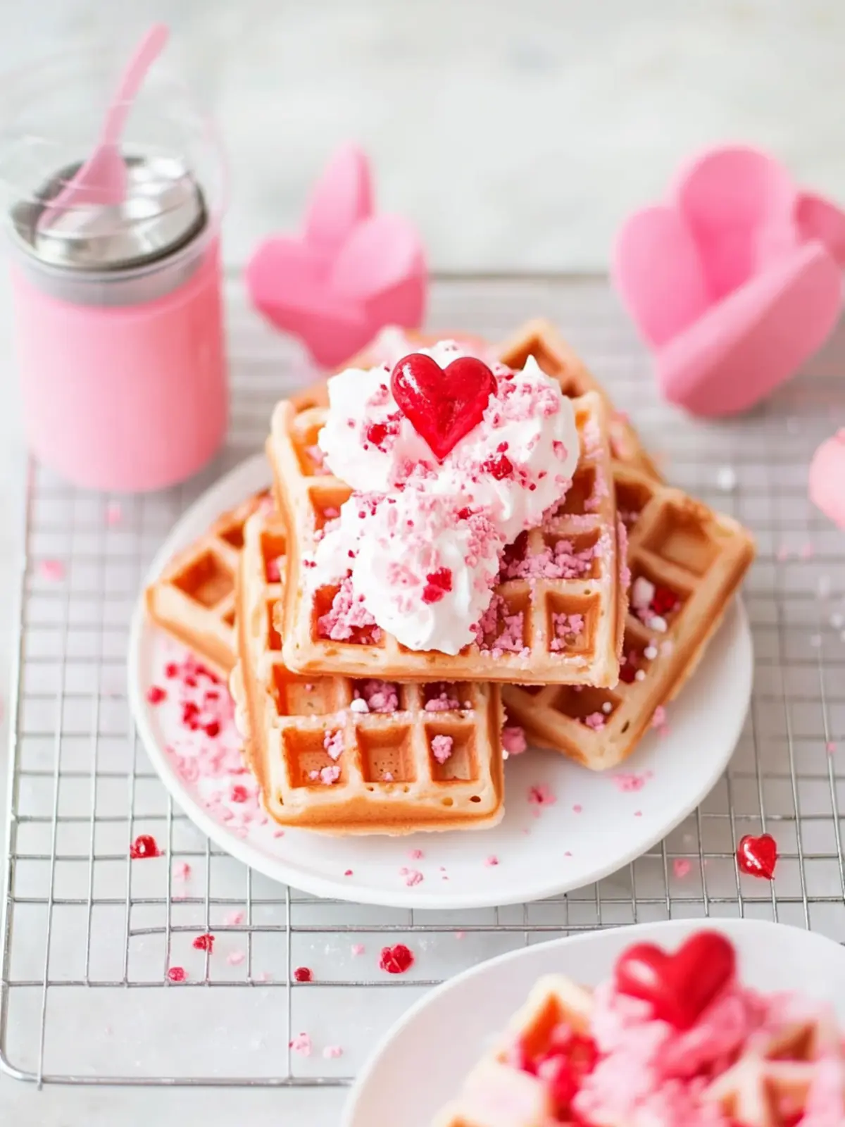 Deliciously Fun Pink Valentine Day Waffles for Everyone!